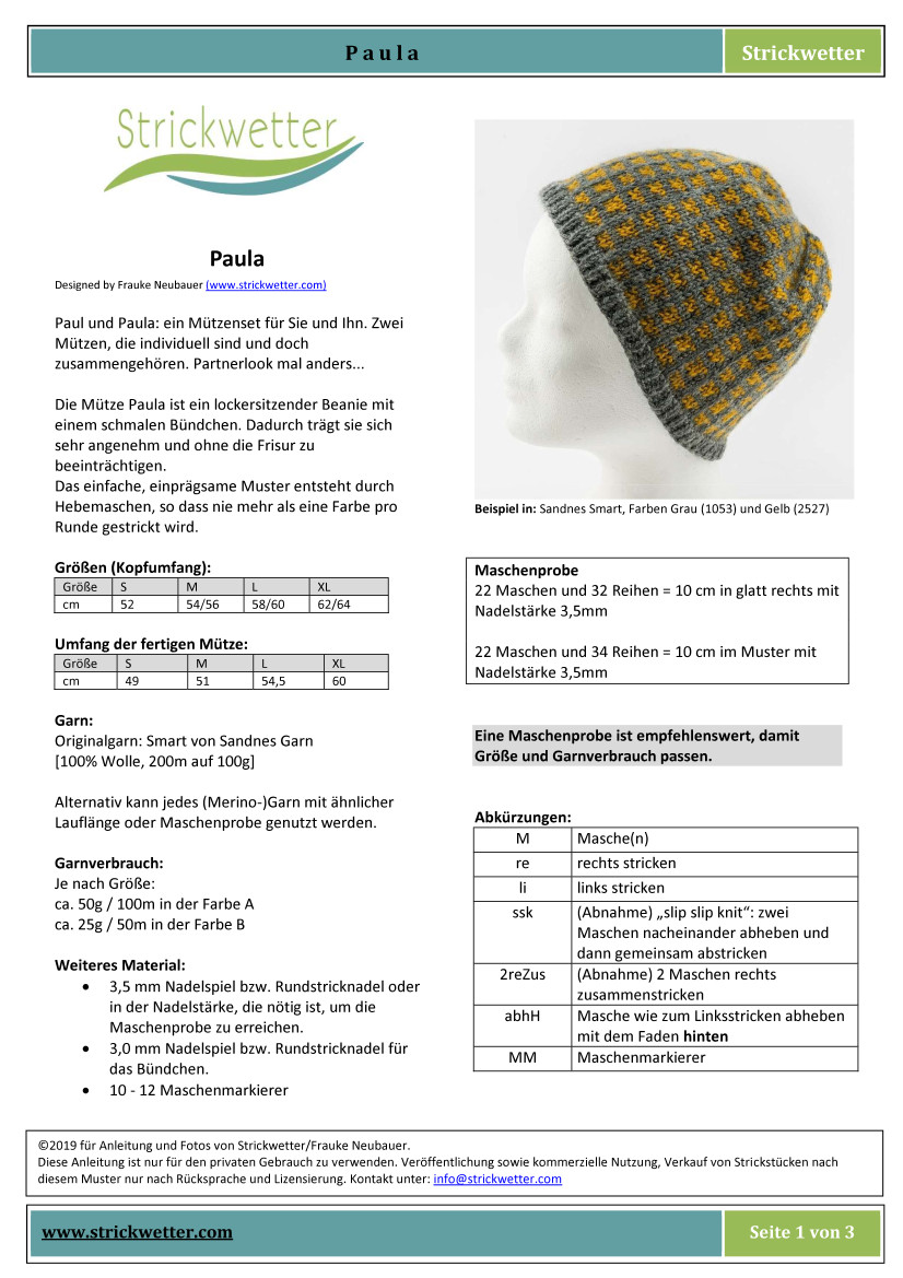 Strickwetter - Strickanleitungen - Strickanleitung Paul und Paula